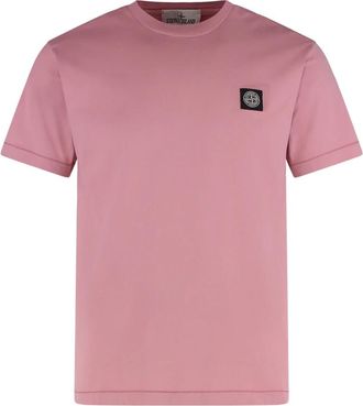 Stone Island Homme, Tops, Rose, Taille: XL T-shirt &agrave; Manches Courtes Coupe Slim avec &Eacute;cusson Boussole
