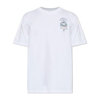 Casablanca Homme, Tops, Blanc, Taille: 2XL T-shirt Manches Courtes Hotel Emblem