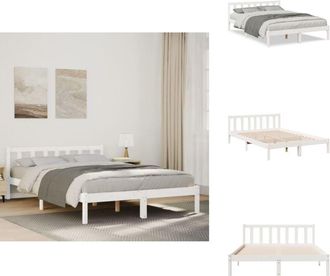 vidaXL Massivholzbett Extra Lang ohne Matratze Weiß 160x220 Kieferholz - Bettgestell - Bettgestelle - Bettrahmen - Bett