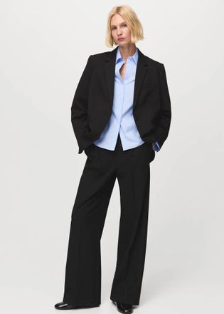 Mango Chemise popeline cintr&eacute;e bleu ciel - Femme - 4XL - MANGO