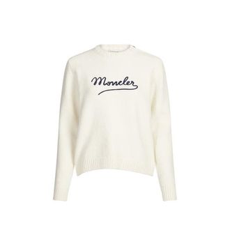 Moncler Pull brod&eacute; &agrave; col rond en coton m&eacute;lang&eacute;