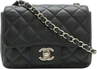 Chanel Pre-owned Sac Mini &agrave; rabat en caviar - Femme - Pre-owned - Noir - Taille: ONE Size