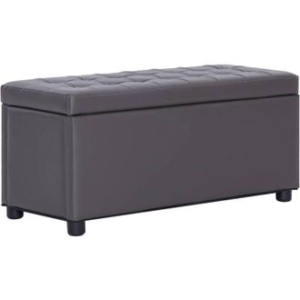 vidaXL Pouf de rangement 87,5 cm Gris Similicuir Vidaxl