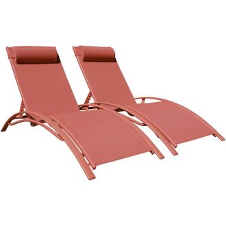 Happy Garden Happy Garden - Lot de 2 transats galapagos en textilène terracotta - aluminium terracotta