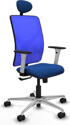 Piqueras y Crespo Arbeitsstuhl mit Rollen mit wei&szlig;en und schwarzen Armlehnen, h&ouml;henverstellbare Lendenwirbelst&uuml;tze und festes Kopfteil, ausgestattet mit 3 Positionen, B