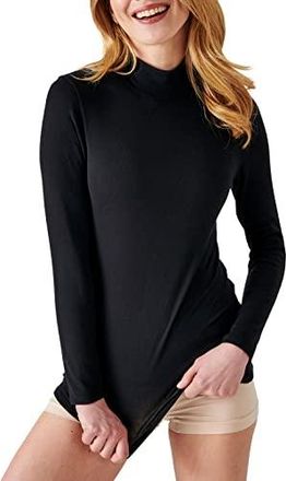 Damart T-Shirt Col Montant Fine Côte, Thermolactyl Sensitive, Femme, Noir, Taille M, Manches Longues