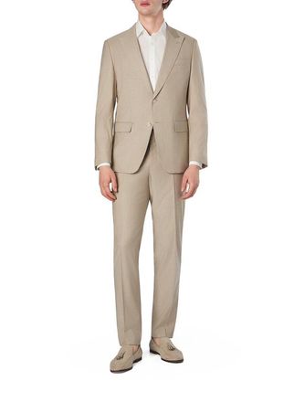 HUGO BOSS Herren Anzug beige meliert Slim Fit
