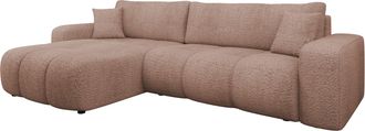 Mirjan24 Ecksofa mit Bettkasten Furyn Maxi Boucle, Eckcouch Couch mit Schlaffunktion, Wohnlandschaft, Bettfunktion, Design L-Form Sofa, Seite Universal (Coral 