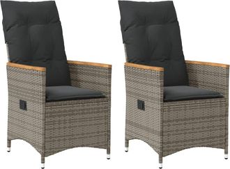 Festnight 2er Set Gartenstuhl Hochlehner Verstellbar Gartensessel Rattan Sessel Stuhl Gartenmöbel Rattanmöbel Balkon Garten Rattansessel Terassenmöbel Außen Bal