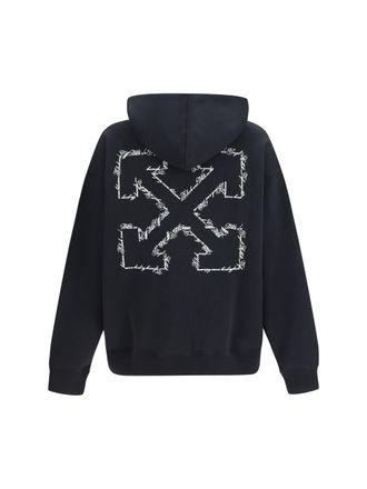 Off-white Mens Script Arrow Diagonal Skate Hoodie Black Cotton Sweatshirts Sweater