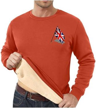 Generic Sweat-shirt moelleux pour homme - Printemps Automne Hiver - Col rond - Sans capuche - Velours épais - Impression 2D - Drapeau national rétro pour cade