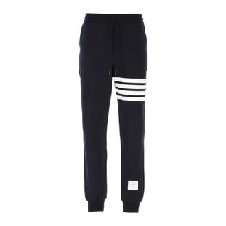 Thom Browne Homme, Pantalons, Bleu, Taille: XL Pantalon Joggers en Coton Bleu Marine