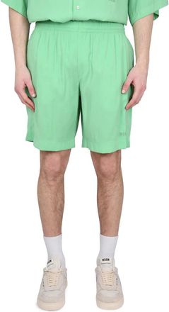 Msgm Msgm, Homme, Shorts, Vert, Taille: S Bermuda Avec Logo