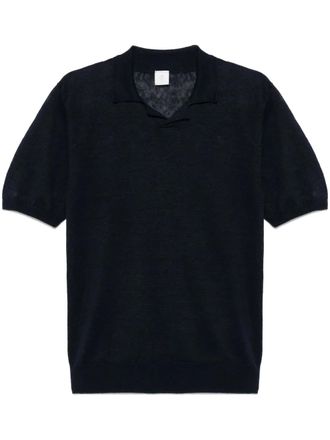 Eleventy polo en lin - Bleu