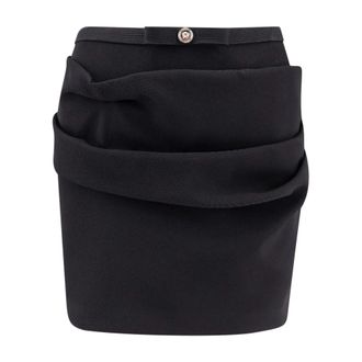 Versace Schwarzer Wollrock mit Medusa-Detail - - Skirts - Damen - Schwarzk - M
