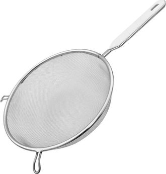 Fackelmann Fackelmann Sieb Ø 20 cm, Küchensieb aus Edelstahl, feinmaschiger Seiher mit Griffeinlage aus Kunststoff (Farbe: Weiß/Silber), Menge: 1 Stück