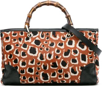 Gucci Hobo Bags - Medium Pony Hair Bamboo Shopper Satchel - Gr. unisize - in Orange - f&uuml;r Damen