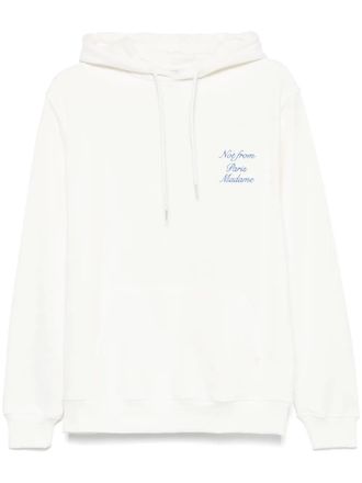 Drôle de Monsieur Hoodie mit Slogan-Stickerei - Weiß