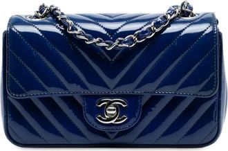 Chanel Hobo Bags - Mini Rectangular Classic Chevron Patent Single Fla - Gr. unisize - in Blau - für Damen