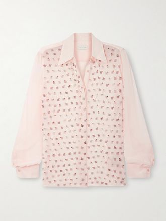 Dries Van Noten Hemd Aus Chiffon Mit Verzierungen - Pink