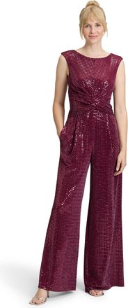 Vera Mont Damen Jumpsuit im Glitzer-Look 46, Rot/Grau