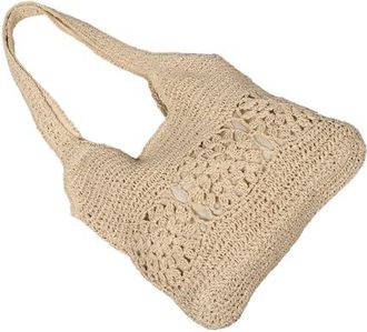 Holibanna Sac Cabas Femme Capacité Paille Tressée Creuse Sac Bandoulière Confortable et Résistant pour Plage et Voyage été Design Chic et Compartiments Organisé