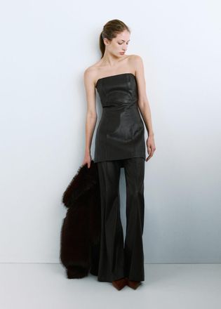 Mango Wide-Leg-Hose mit Leder-Effekt schokolade - Damen - 34 - MANGO