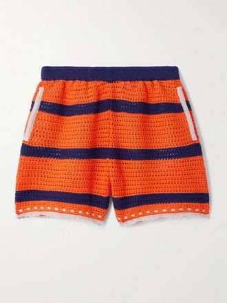 La DoubleJ Short En Coton Crochet&eacute; &Agrave; Rayures Salt n Vinegar - Orange