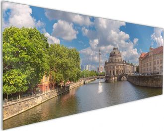 Wallario K&uuml;chenr&uuml;ckwand aus Glas 125 x 50 cm, Motiv: Blick auf Berlin | Spritzschutz abwischbar & pflegeleicht