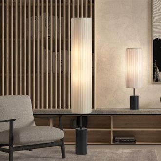 Millumine Grande lampe &agrave; poser m&eacute;tal et abat-jour pliss&eacute; Tabata
