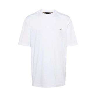 HUGO BOSS Homme, Tops, Blanc, Taille: XL T-shirt Blanc en Coton avec Logo Col Rond