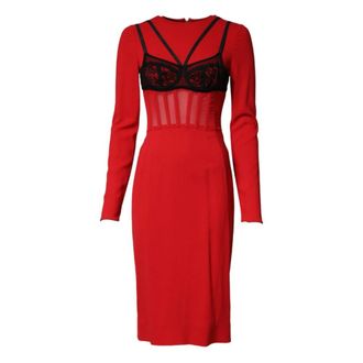Dolce & Gabbana Contrasting Bra Cady Midi Dress - - Dresses - Damen - Rot - S