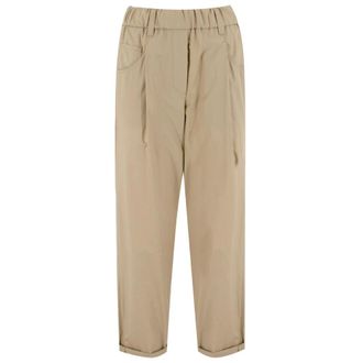 Brunello Cucinelli Juwelenbestickte Baumwollpopeline-Trackhose - - Trousers - Damen - Beige - XS