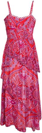 Farm Rio PAISLEY SCARF RED LOOPY CUPS MAXI DRESS
