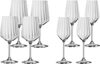 Spiegelau 8-teiliges LifeStyle Set, 4x Rotweinglas (630ml), 4x Champagnerglas (310ml), 4459896, Weingläser und Sektgläser aus Kristallglas, Spülmaschinenfest, K