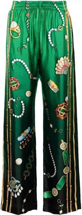 Casablanca Homme, Pantalons, Vert, Taille: XL Pantalon en Twill de Soie Imprim&eacute;