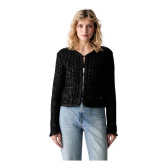 Karl Lagerfeld Fransen-Strickjacke - - Knitwear - Damen - Schwarzk - M