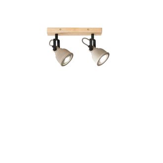 Luce-Ambiente-Design Kisa applique with wooden base and two natural cement diffusers