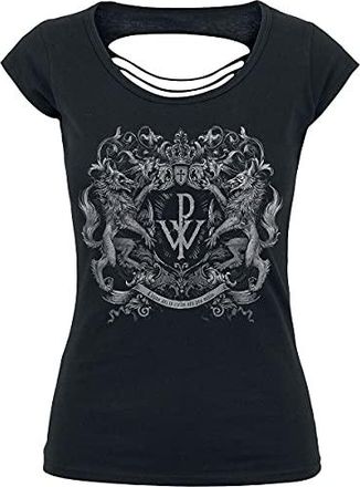 Powerwolf Crest Femme T-Shirt Manches Courtes Noir XL 100% Coton Regular/Coupe Standard