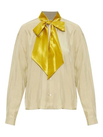 Marni blouse &agrave; noeud en satin - Jaune