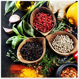 Posterlounge Kr&auml;uter und Gew&uuml;rze Poster 20 x 20 cm Bunt Wandbilder Wanddeko