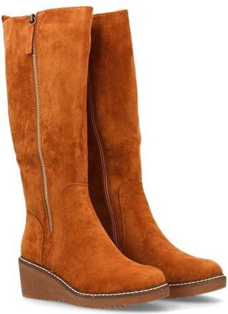 Shoes & Blues Bottines hautes pour femme au design élégant. Lit avec semelle dentelée. Fermeture éclair pour lhiver., Camel, 38 EU