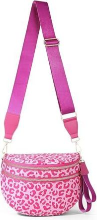 Generic Sac &agrave; bandouli&egrave;re pour femme - Demi-lune - En coton - Avec bandouli&egrave;re r&eacute;glable - Pour le travail, les voyages, la vie quotidienne, Rose, 31 x 14 x 22