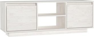 Les Tendances Meuble TV Blanc 110x30x40 Bois de pin massif