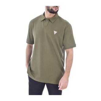 Guess Polo en coton textur&eacute; - Homme - Tops - Vert - Taille: M