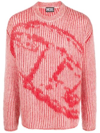 Diesel pull nervur&eacute; &agrave; motif abstrait - Rouge