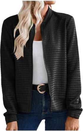 Generic Vestes d&eacute;contract&eacute;es &agrave; manches longues et fermeture &eacute;clair pour femme 2026, Noir, 3XL