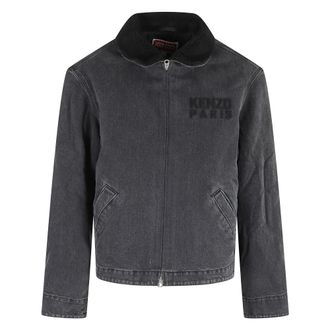 Kenzo Tiger Fleece Jacke Steinfarbe - - Jackets - Herren - Grau - L