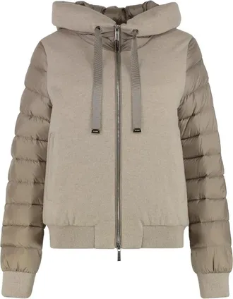 Moorer Gef&uuml;tterte Bomberjacke mit Kapuze - - Jackets - Damen - Beige - XS