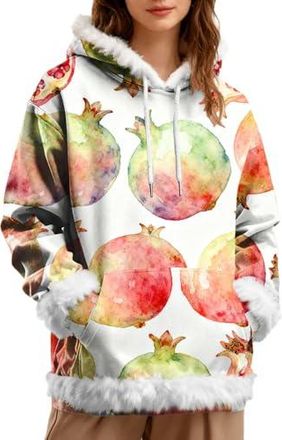 Generic Sweat à capuche surdimensionné de Noël pour homme et femme - Bordure unie - Manches longues - Avec poches - Pull de Noël 2025 pour femme - Moelleux, P